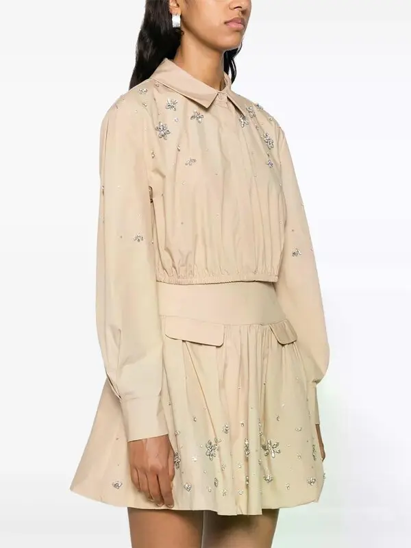 SELF-PORTRAIT Crystal-embellished Cropped Shirt