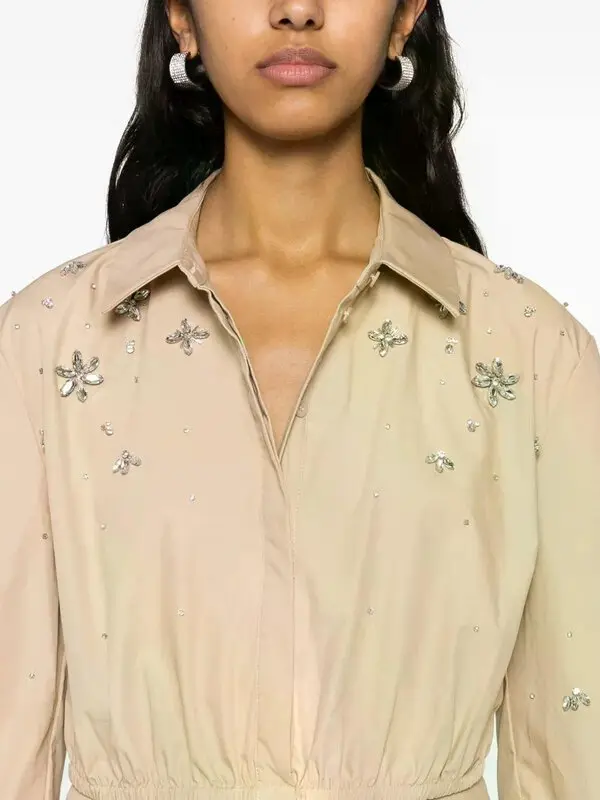 SELF-PORTRAIT Crystal-embellished Cropped Shirt