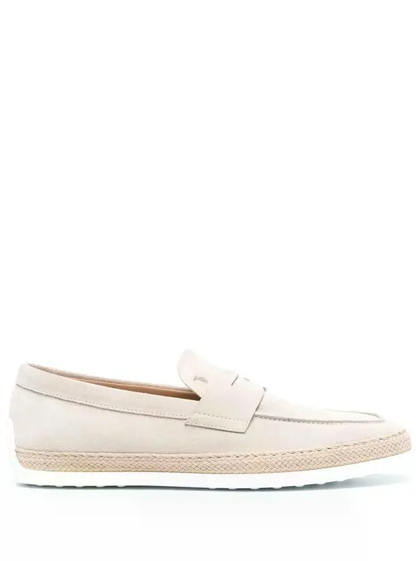 TOD'S Penny Slot Suede Loafers - Neutrals