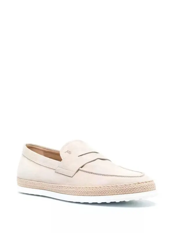 TOD'S Penny Slot Suede Loafers - Neutrals