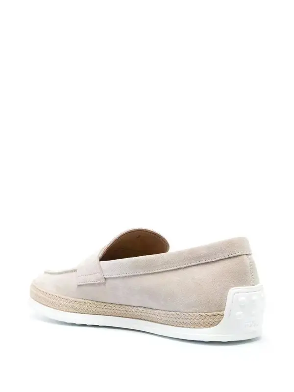 TOD'S Penny Slot Suede Loafers - Neutrals