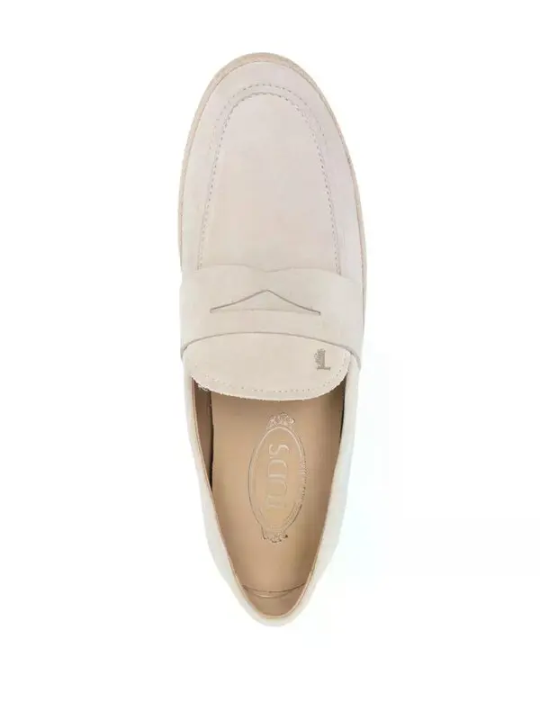 TOD'S Penny Slot Suede Loafers - Neutrals