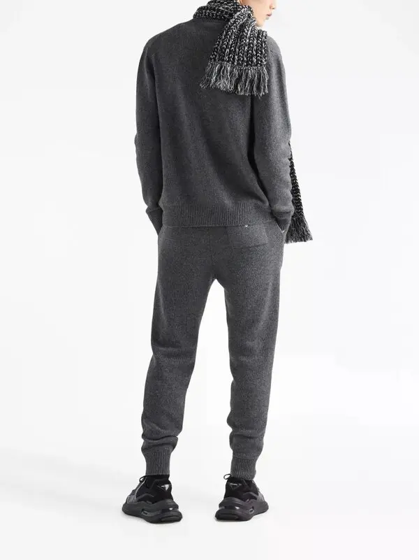 Prada Logo-embroidered Cashmere Trousers - Grey