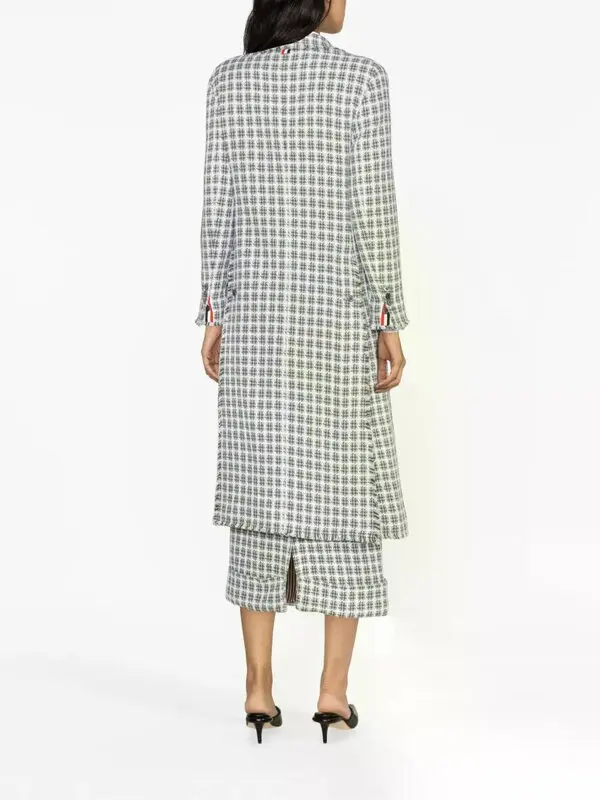 Thom Browne Check-pattern Tweed Coat - Grey