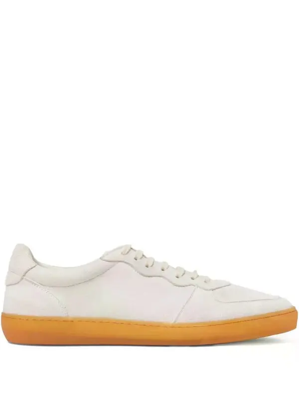 SCAROSSO Suede Sneakers With Perforated Toe Box And Lace-up Fastening - Neutrals