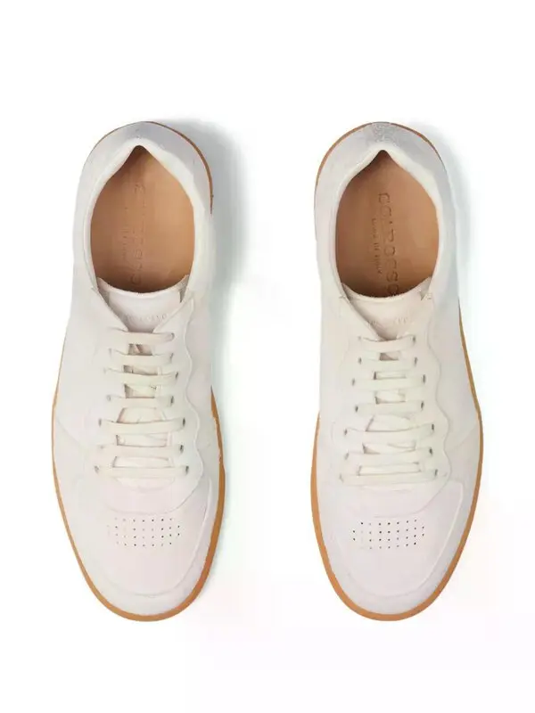 SCAROSSO Suede Sneakers With Perforated Toe Box And Lace-up Fastening - Neutrals