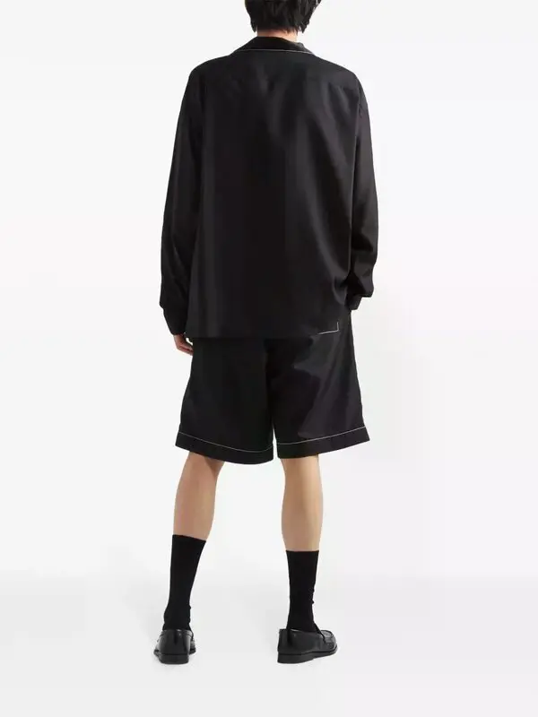 Prada Contrast-trim Silk Pajama Shirt