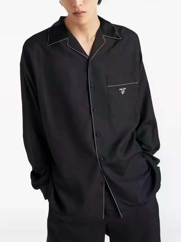 Prada Contrast-trim Silk Pajama Shirt