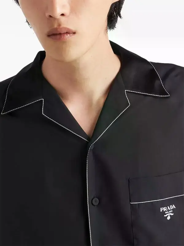 Prada Contrast-trim Silk Pajama Shirt