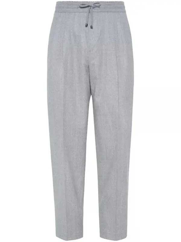 Brunello Cucinelli Pressed-crease Wool Trousers - Grey
