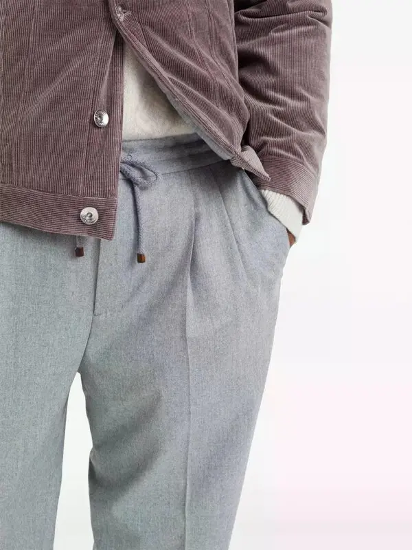 Brunello Cucinelli Pressed-crease Wool Trousers - Grey