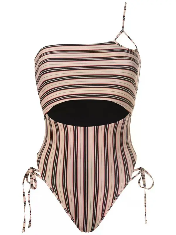 AMIR SLAMA Cut-out Detail One-shoulder Swimsuit - Multicolour