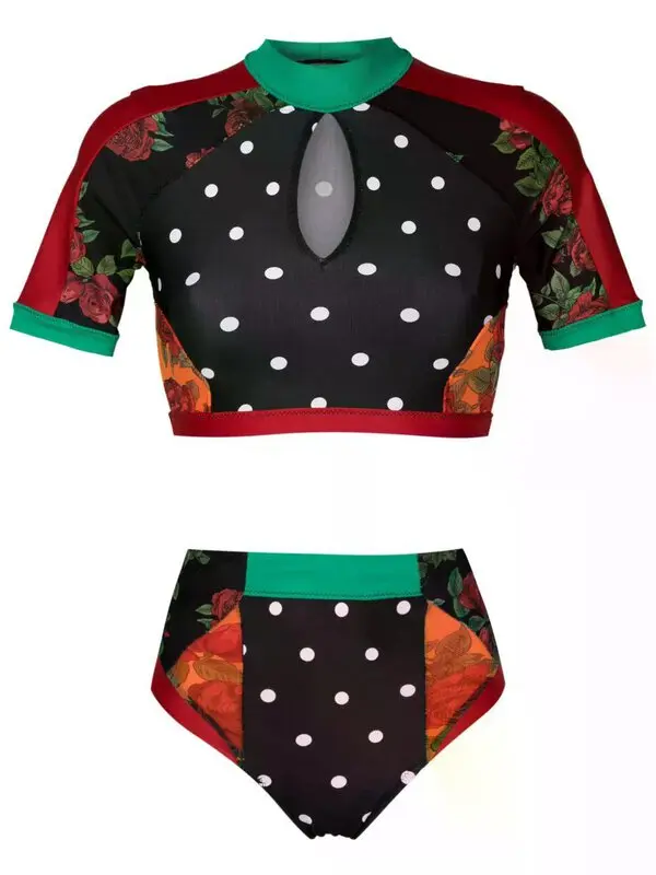 AMIR SLAMA Patchwork-design Bikini Set - Multicolour