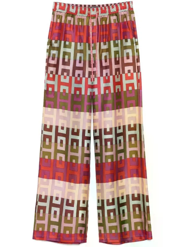 Lorena Antoniazzi Geometric Print Silk Trousers - Red