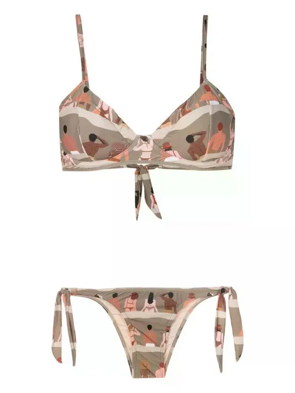 AMIR SLAMA Graphic-print Underwire Bikini - Brown