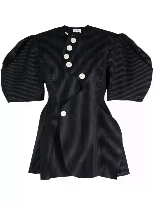 ENFOLD Pinstripe Short-sleeve Blouse