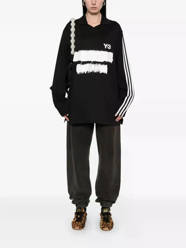 Y3 Graphic-logo Long-sleeves Polo Shirt