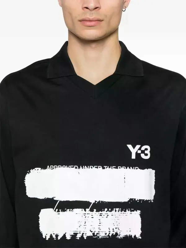 Y3 Graphic-logo Long-sleeves Polo Shirt