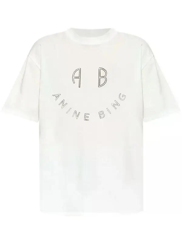 ANINE BING Logo-print Cotton T-shirt - White