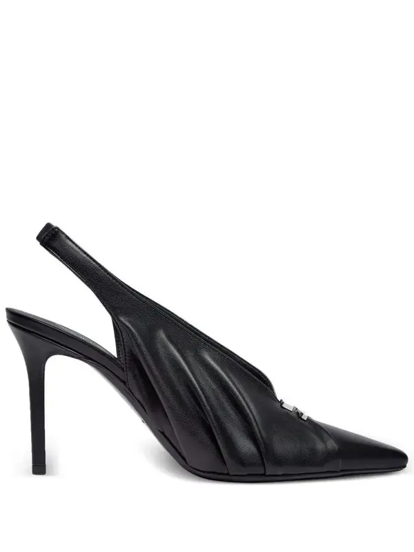COURREGES Draped Faux Leather Slingbacks - Black