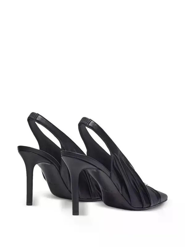 COURREGES Draped Faux Leather Slingbacks - Black