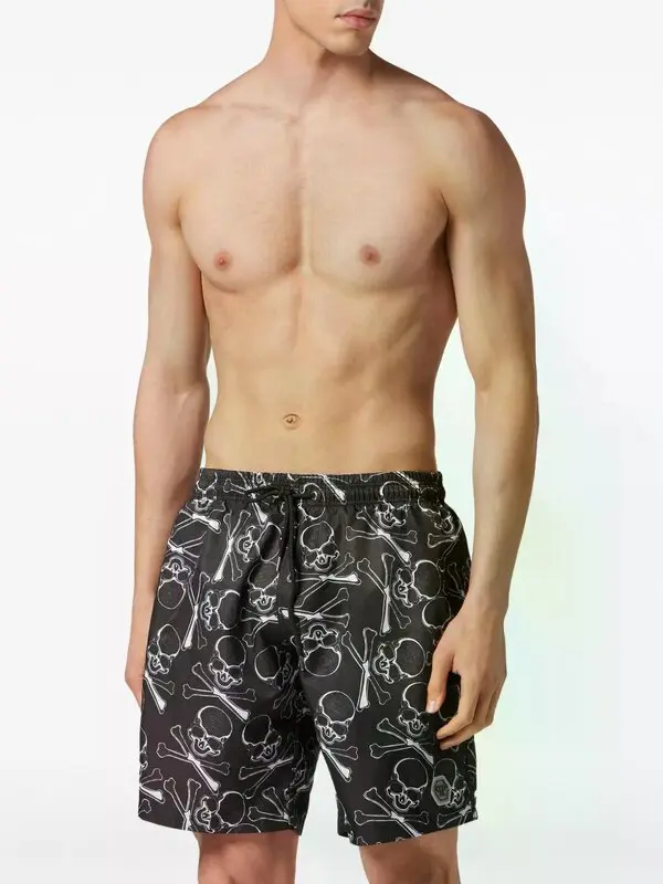 Philipp Plein Skull-print Drawstring Swim Trunks - Black