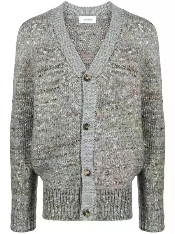 LARDINI Mélange Ribbed-trim Cardigan