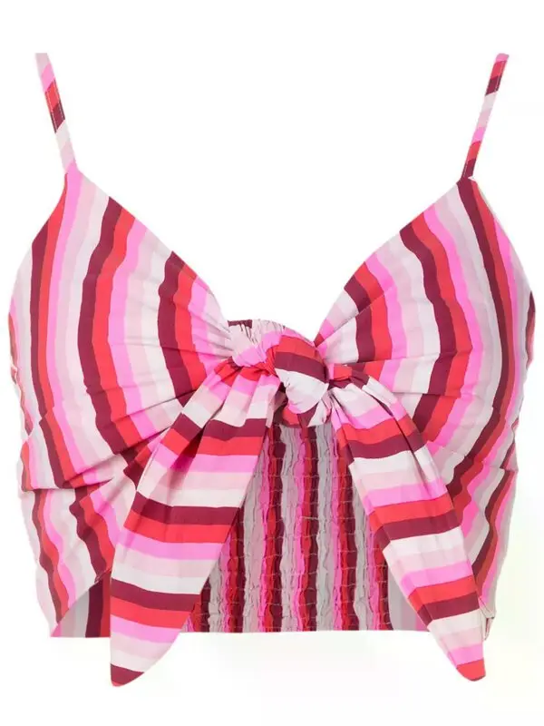 AMIR SLAMA Stripe-print Tied Crop Top - Pink