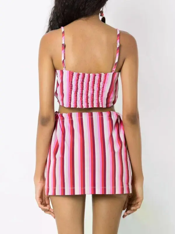 AMIR SLAMA Stripe-print Tied Crop Top
