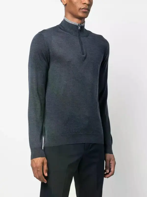 Fedeli Favonio Half-zip Jumper - Blue