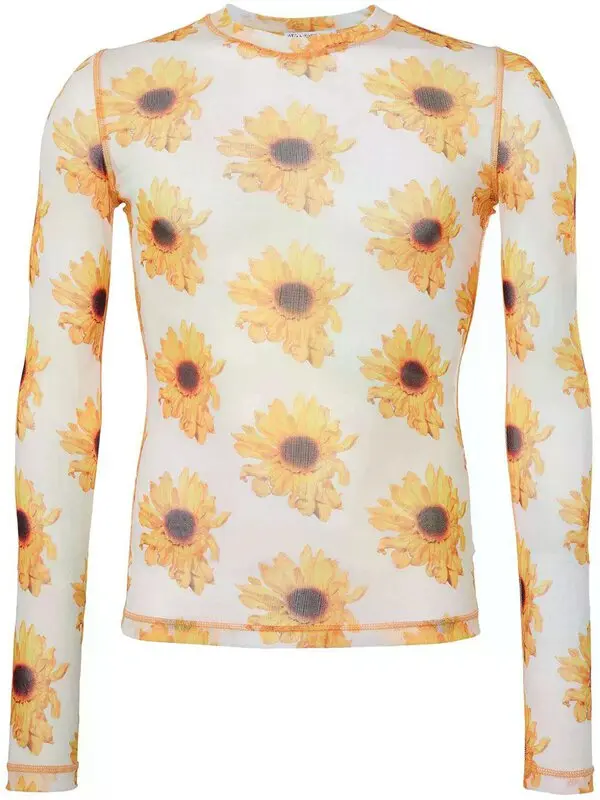 JW Anderson Floral-print Sheer Top - White