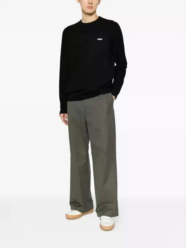 BOSS Logo-print Ribbed Jumper - Black