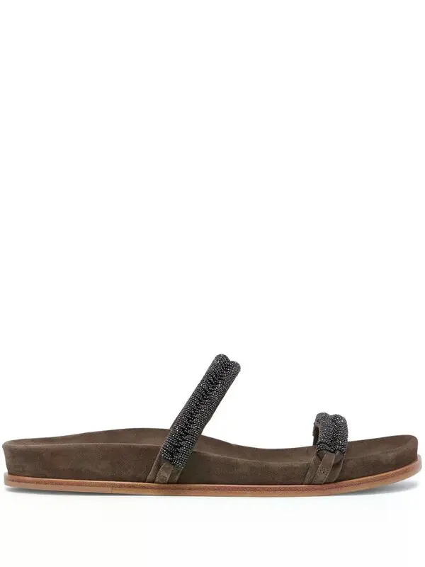 Brunello Cucinelli Beaded Suede Sandals