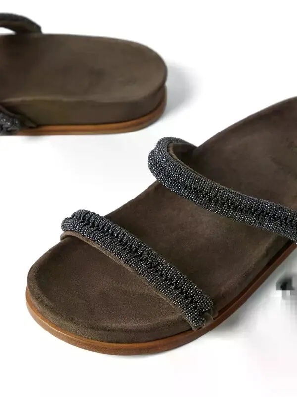 Brunello Cucinelli Beaded Suede Sandals