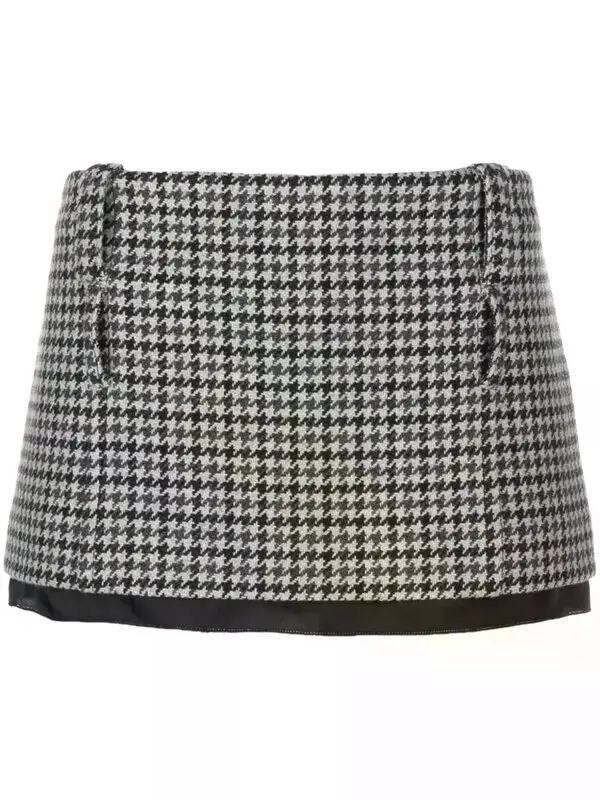 Miu Miu Houndstooth Virgin Wool Miniskirt