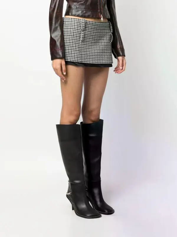 Miu Miu Houndstooth Virgin Wool Miniskirt