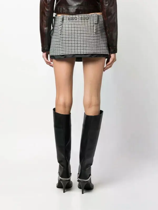 Miu Miu Houndstooth Virgin Wool Miniskirt
