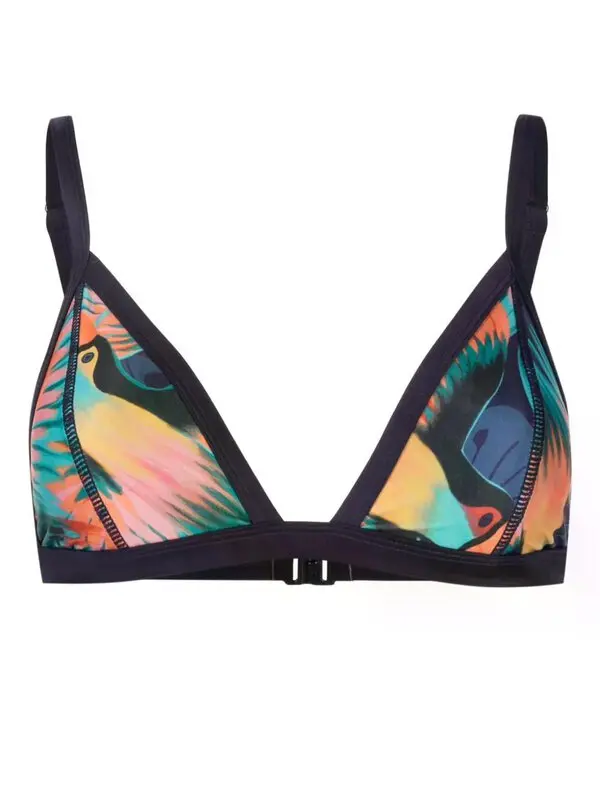 DUSKII Tropical-print Triangle Bikini Top - Multicolour