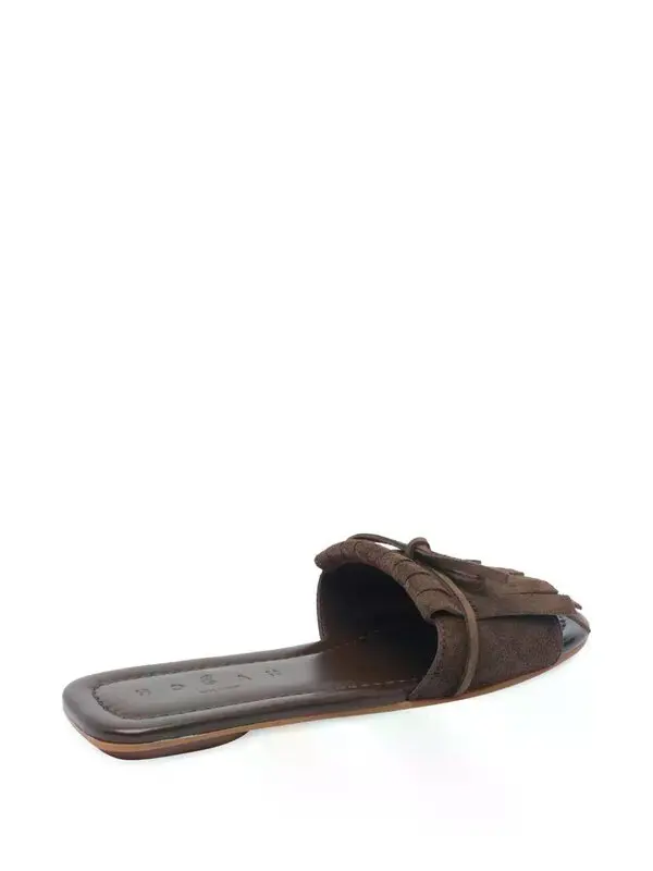 Hogan Dark Suede Fringe Sandals