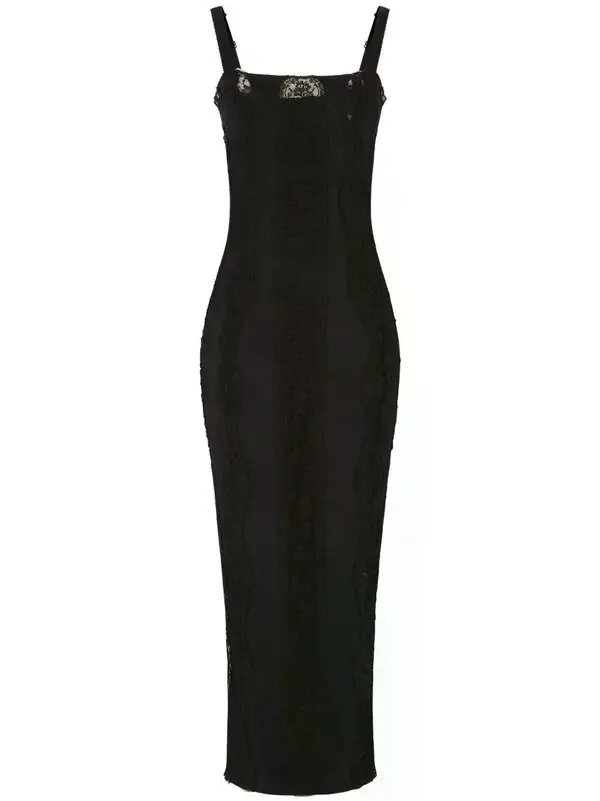 Dolce & Gabbana Lace-embellished Square Neck Midi Dress