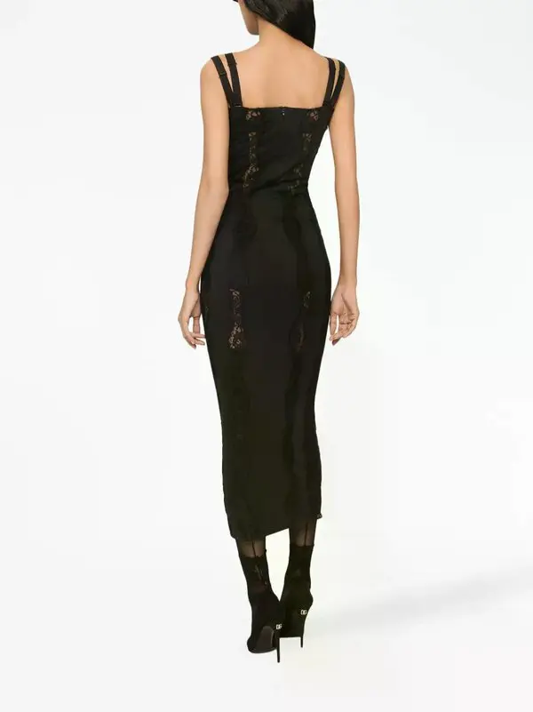 Dolce & Gabbana Lace-embellished Square Neck Midi Dress