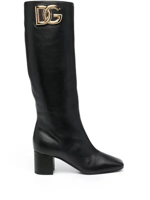 Dolce & Gabbana Jackie 60mm Logo-plaque Leather Boots