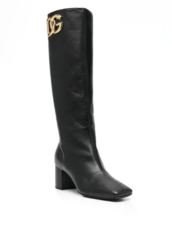 Dolce & Gabbana Jackie 60mm Logo-plaque Leather Boots