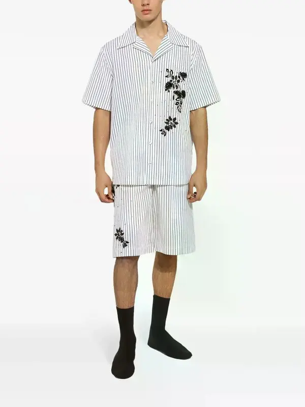 Dolce & Gabbana Floral-print Striped Shirt