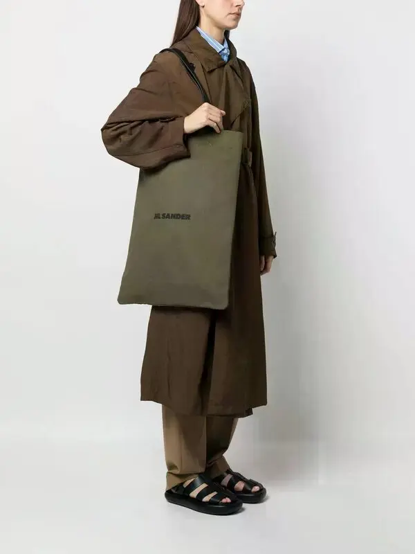 JIL SANDER Logo-print Cotton Tote Bag - Green