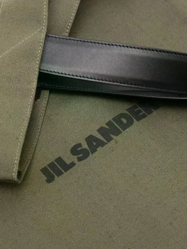 JIL SANDER Logo-print Cotton Tote Bag - Green