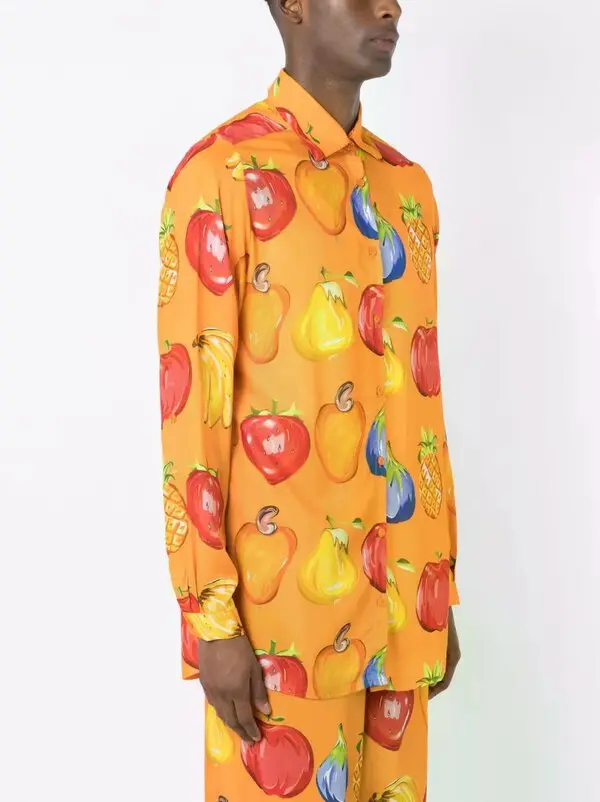 AMIR SLAMA Fruit Print Button-up Shirt