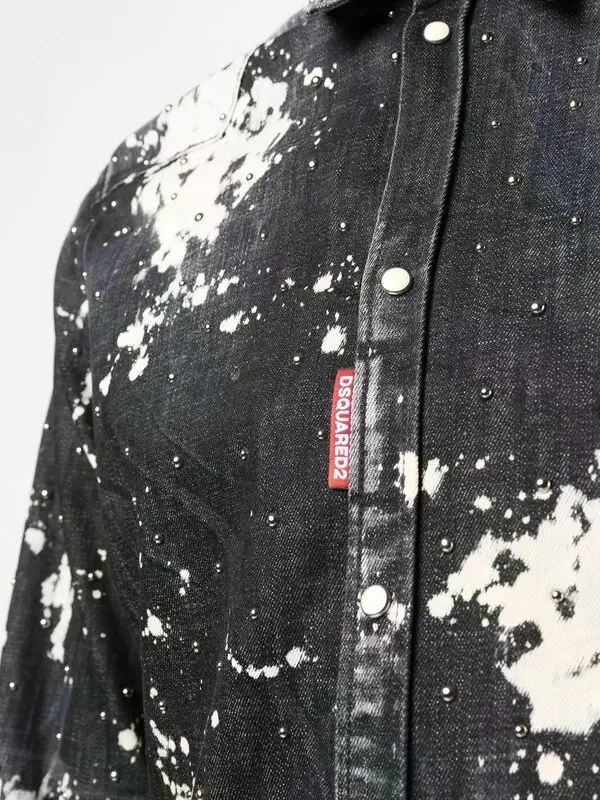 Dsquared2 Studded Bleach-effect Denim Shirt