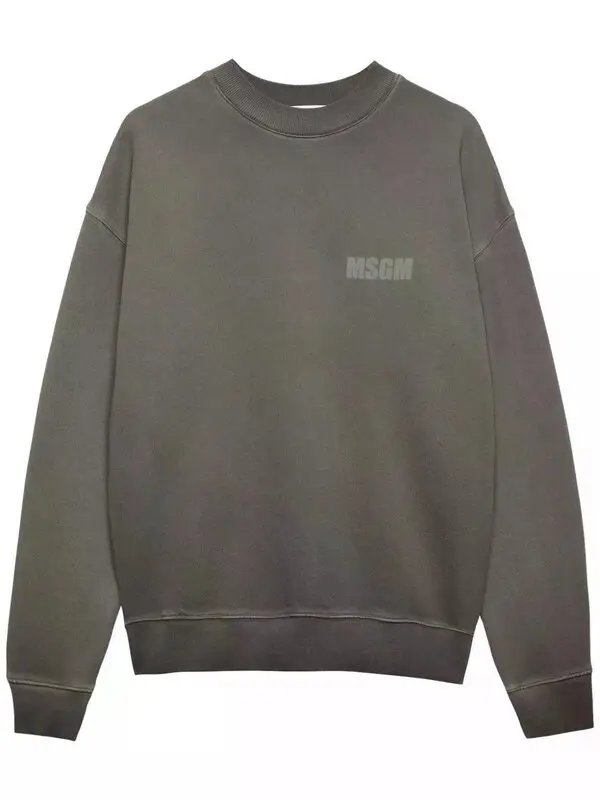 MSGM Logo-print Cotton Sweatshirt - Grey