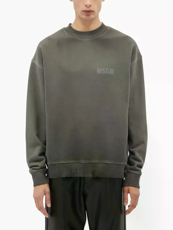 MSGM Logo-print Cotton Sweatshirt - Grey